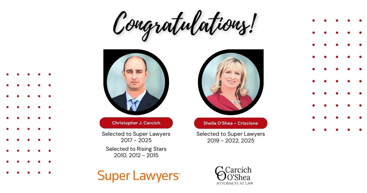 2025 New Jersey Super Lawyers List | Carcich O'Shea